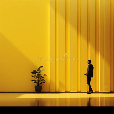 Award Winning Concept Art Minimalist Yellow Interior With Luminous