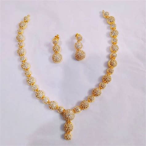 Golden Brass Gold Plated Ad Stone Necklace Set At Rs 900set In Kolkata