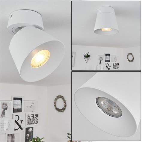 Hofstein Deckenleuchte Panetti Runde Deckenlampe Aus Metall In Weiß
