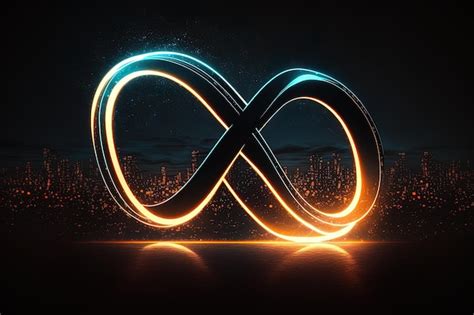 Premium Photo Glowing Neon Infinity Symbol In The Night Generative Ai