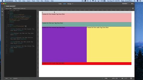 dreamweaver cc 2020 simple layout youtube