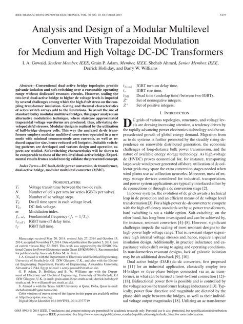 Pdf Analysis And Design Of A Modular Multilevel Converter With