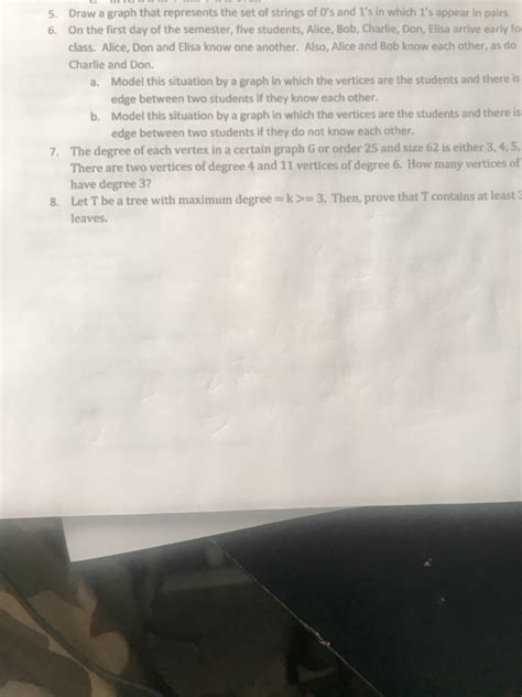 Solved 5 Draw A Graph That Represents The Set Of Strings Of