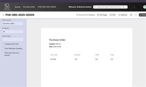 Dynamic Column Print Format In Frappe Using Users Gridview Preferences