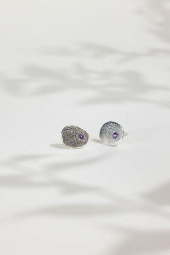 Amethyst Sparkle Effect Blobby Ear Studs Rebeccaoldfield