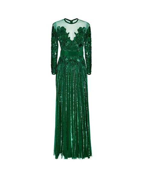 Elie Saab Embellished Beaded Gown In Green Lyst