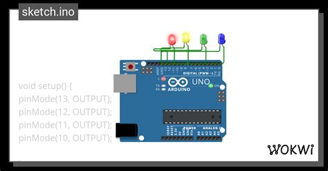 Led ไฟวิ่ง 2 Wokwi Esp32 Stm32 Arduino Simulator