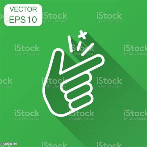 평면 스타일에 손가락 스냅인 아이콘입니다 긴 그림자와 손가락 식 벡터 일러스트입니다 제스처 비즈니스 개념을 스냅 손가락으로 딱
