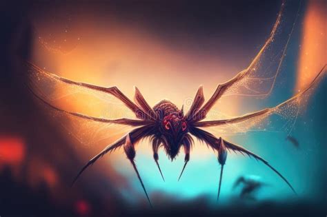 A Large Spider Sitting On Top Of A Spider Web Generative Ai Image Stock Illustration