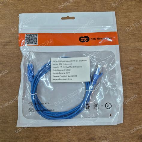 Jual Patch Cord 2 Meter Dtc Cat 6 Slim 28awg Biru Patch Cord Dtc Cat6