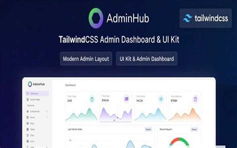 adminhub — tailwind admin layout and ui kit template get paid course