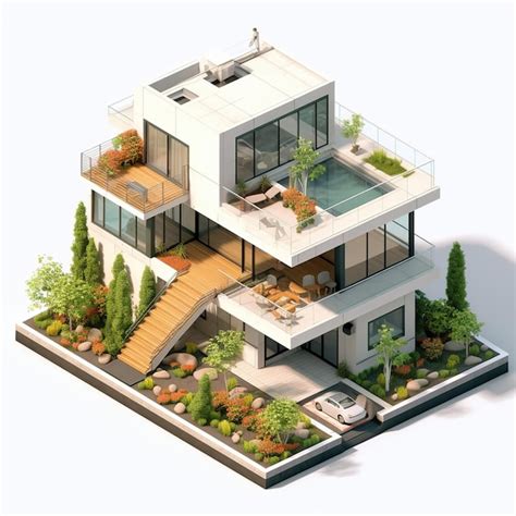 Premium Photo 3d Rendering Of Modern Cozy House With Pool And Parking