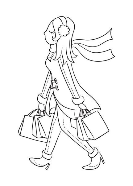Draw Girl Walking Vector Art Stock Images Depositphotos