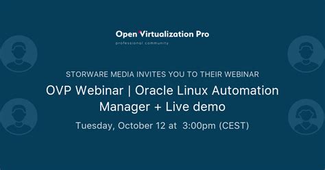 Ovp Webinar Oracle Linux Automation Manager Live Demo Storware Media