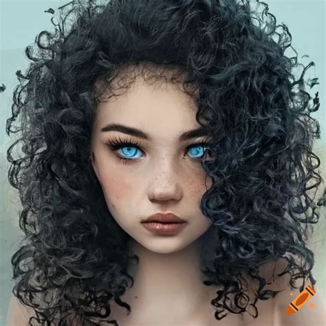 Portrait Of A Girl With Curly Hair And Freckles On Craiyon