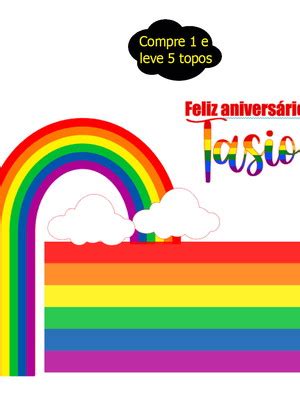 ARQUIVO Topo de bolo Unicórnio Arco Íris camadas 1TEMA