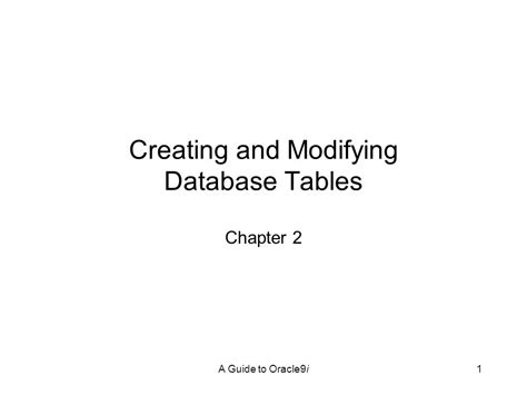 A Guide to Oracle9i1 Creating and Modifying Database Tables Chapter ppt download