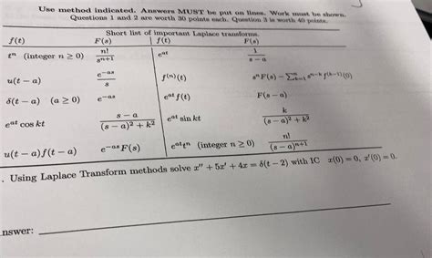 solved use method indicated answers must be put on lines