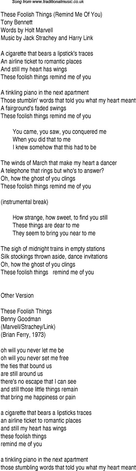 Top Songs Music Charts Lyrics For These Foolish Things