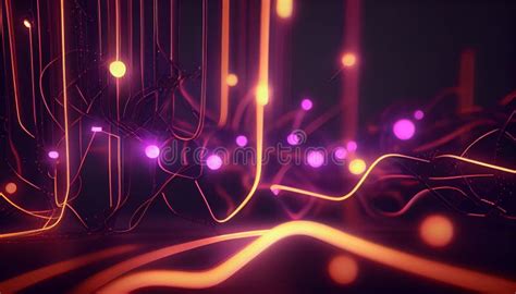 Generative Ai Neon Data Stream A Glowing 3d Render Abstract Background With Bokeh Lights And