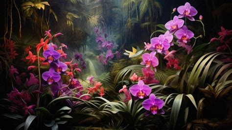 Premium Ai Image Exotic Jungle Orchids