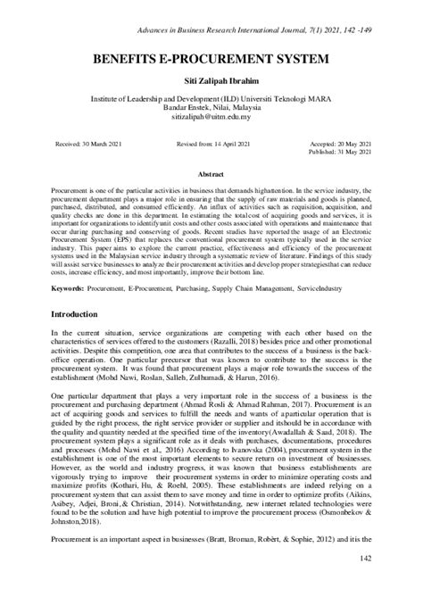 Pdf Benefits E Procurement System