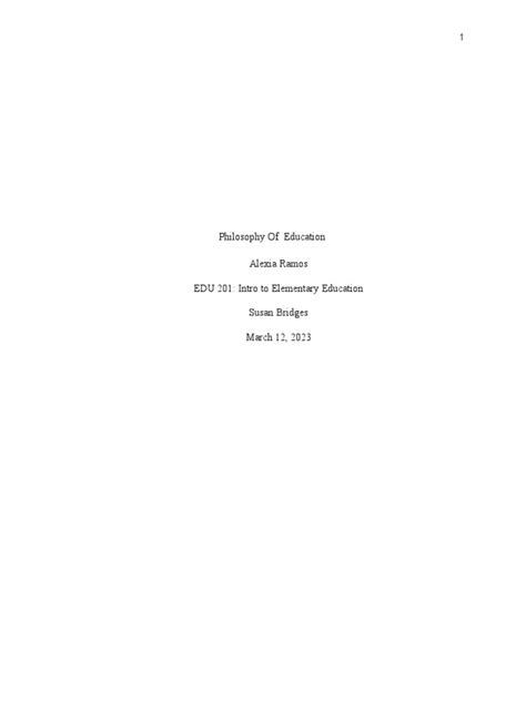 Artifact 3 Philosophy Of Education Pdf Teachers Schools