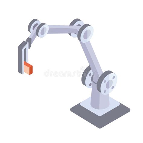 Brazo Robótico Isométrico Mano Iconos Planos Del Vector Del Robot Industrial Fijados