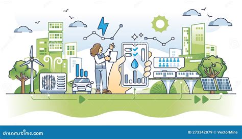 Sustainable Urban Planning With City Big Data Collection Outline Concept Stock Vector