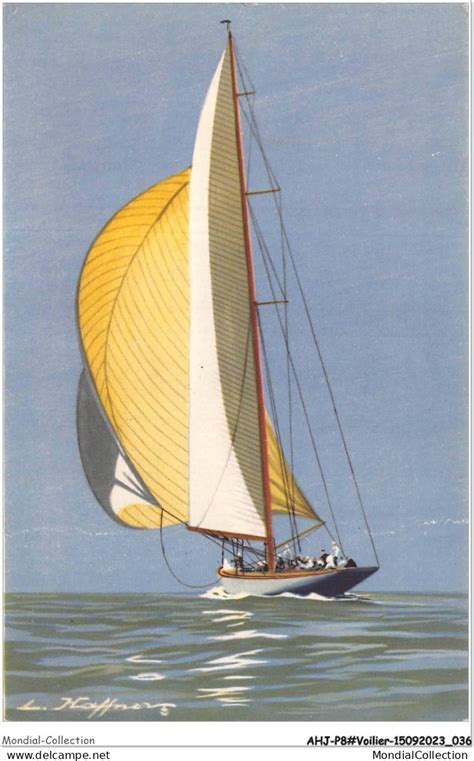 Voiliers AHJP YACHT DE LA GRANDE CLASSE COURANT VENT ARRIERE AVEC SON SPINNAKER