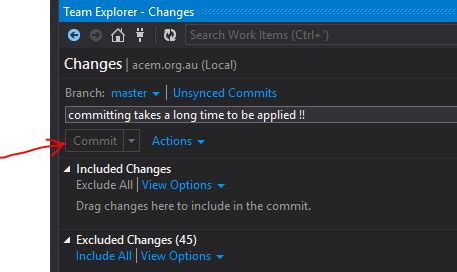 Net Committing Changes On Visual Studio Tools For Git Is Really Slow Stack Overflow