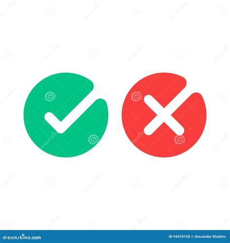 Check Mark Icons Green Tick And Red Cross Checkmarks Flat Icons Set