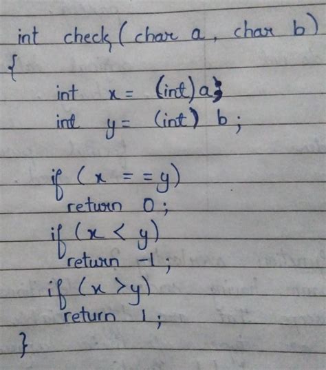 Write A Function That Takes Two Char Arguments And Returns If Both The Arguments Are Equal