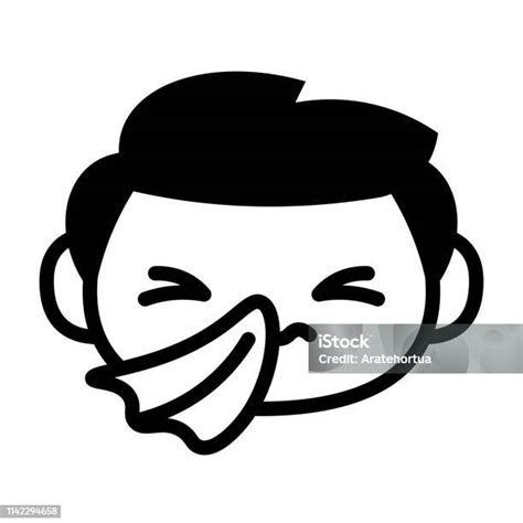 티슈로 귀여운 아픈 이모티콘 캐릭터 만화 귀여운에 대한 스톡 벡터 아트 및 기타 이미지 귀여운 라인아트 만화 Istock