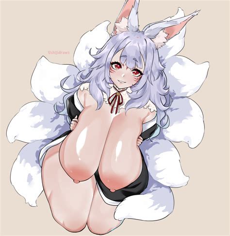 Rule 34 Big Breasts Cleavage Curvy Face Markings Fox Fox Ears Fox