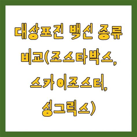 대상포진 백신 종류 비교조스타박스 스카이조스터 싱그릭스