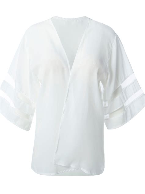 Sayfut Plus Size Womens Open Front Mesh Panel 34 Bell Sleeve Kimono
