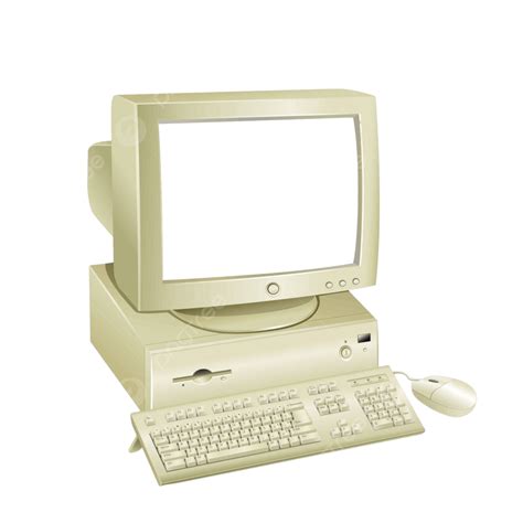 Retro Computer White Background Monitor Computing Old Vector Monitor