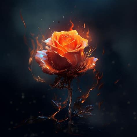 Premium Ai Image Beautiful Burning Rose Black Background