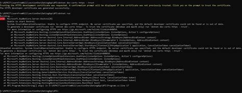 microsoft aspnetcore server kestrel[0] unable to start kestrel · issue 4 · trycatchlearn