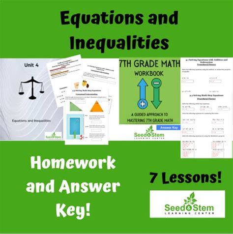 Equations And Inequalities Homework And Answer Key Tpt