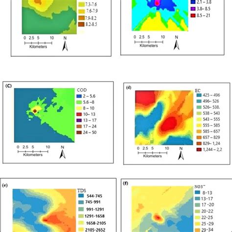 Spatial Distribution Of Ph A Bod5 B Cod C Ec D Tds E