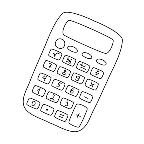 Electronic Calculator Doodle Style Flat Vector Outline For Coloring