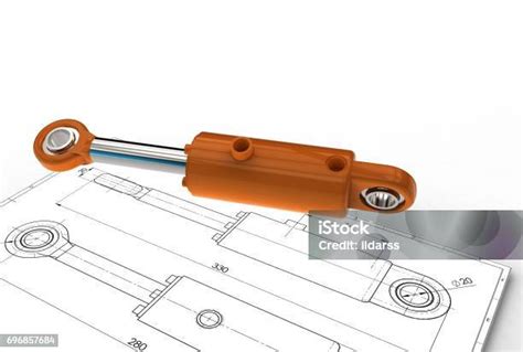 유압 실린더의 3d 렌더링 3차원 형태에 대한 스톡 사진 및 기타 이미지 3차원 형태 강철 건설 산업 Istock