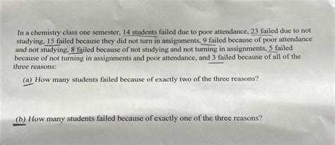 Solved In A Chemistry Class One Semester Students Failed Chegg