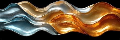 Undulating 3d Forms Resembling Shimmering Metallic Waves With Reflective Fluid Surfaces Stock
