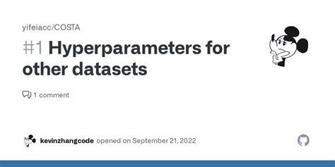 Hyperparameters For Other Datasets · Issue 1 · Yifeiacccosta · Github