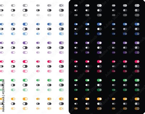 On And Off Toggle Switch Buttons Green Active State And Grey Inactive State Color Button Set