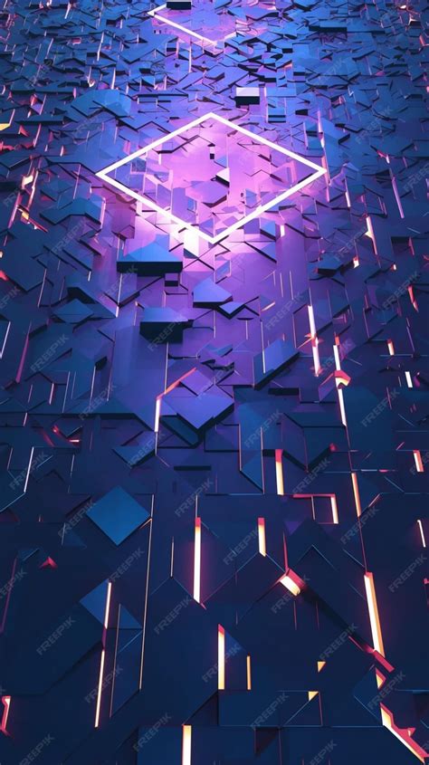 Premium Photo Geometric Abstraction With Glowing Technology