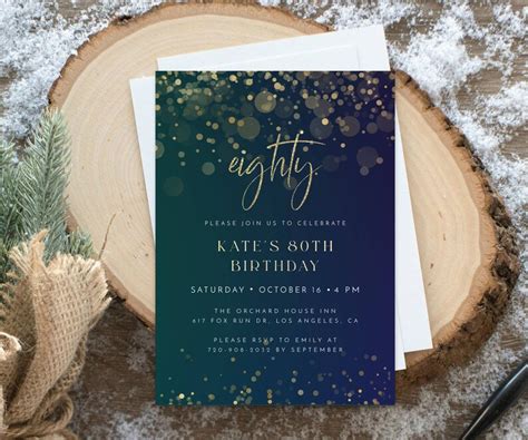 80th Birthday Invitation Template Modern Printable Birthday Invite